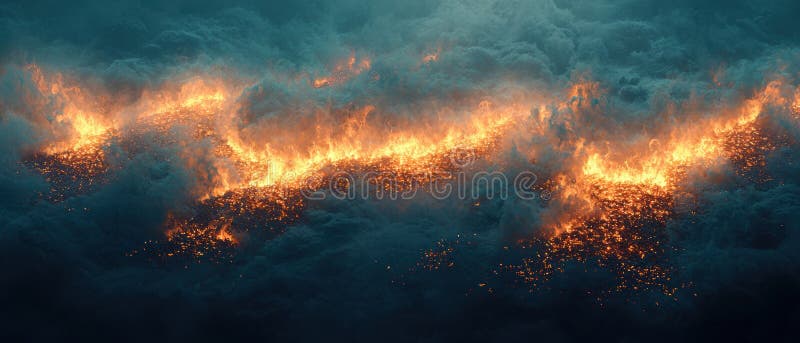 Enigmatic Fire Burning in the Sky Creating a Dramatic and Fiery Horizon ...