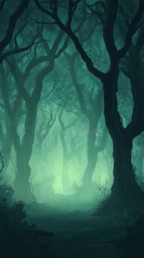 Enigmatic Dark Forest Path Mystical Journey Shadows Fog Stock Photos - Free & Royalty-Free Stock ...