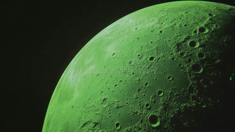 Enigmatic Green Moon Surface with Cratered Texture in Chaotic Style ...