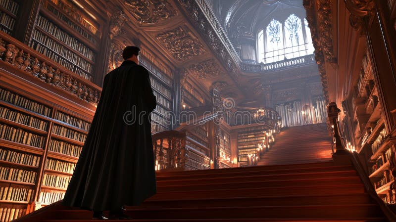 Enigmatic Library Atmosphere Featuring Dark Academia Elements Stock ...