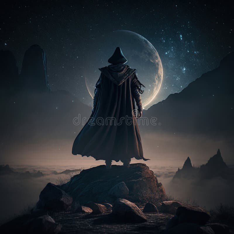 The Enigmatic Master of the Night Sky, Generative Ai Stock Illustration ...