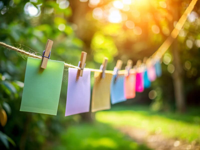 Enigmatic Miniature Note Papers Draped on a Tilted Clothesline a ...