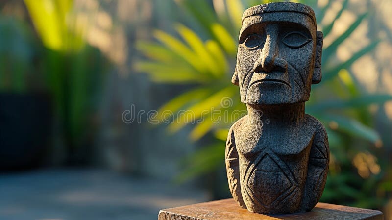 Enigmatic Moai Statue in a Lush, Tropical Jungle Stock Photo - Image of ...