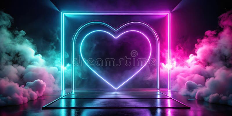 Enigmatic Neon Heart Gateway in a Mystical Vaporous Atmosphere ...