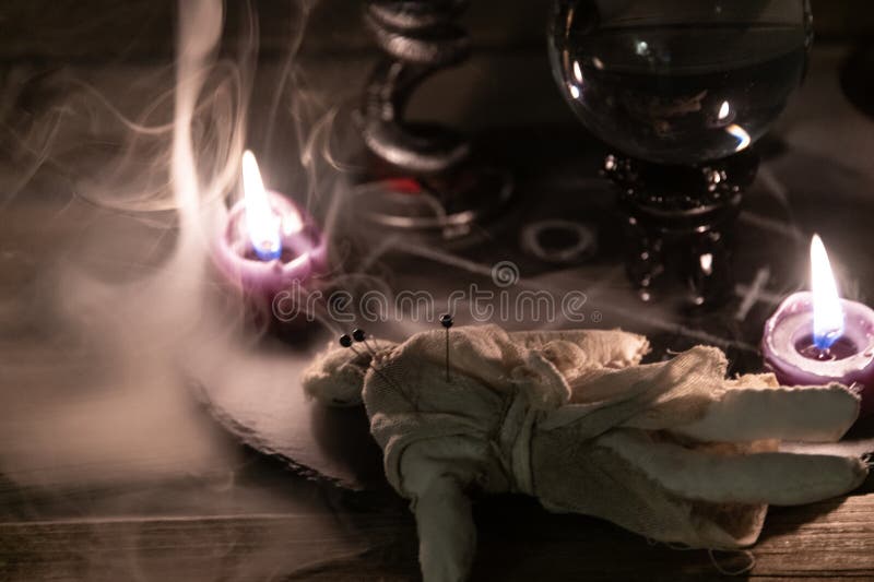 Enigmatic Occult Ritual with Chalice and Crystal Ball. Stock Photo ...