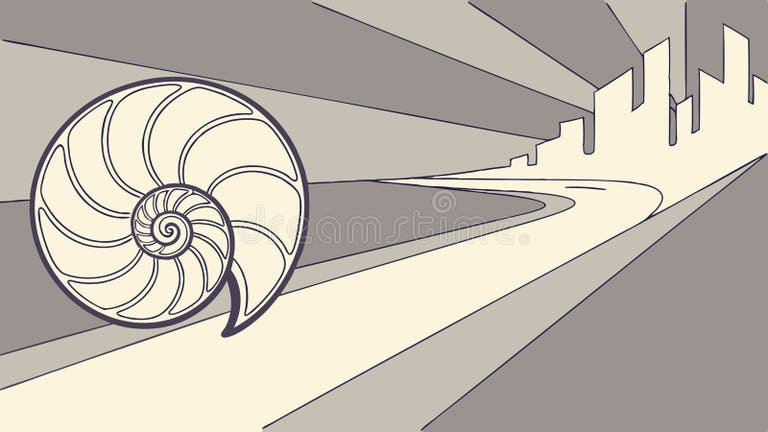 Enigmatic Path Nautilus Shell and Winding Road, Vector Design ...