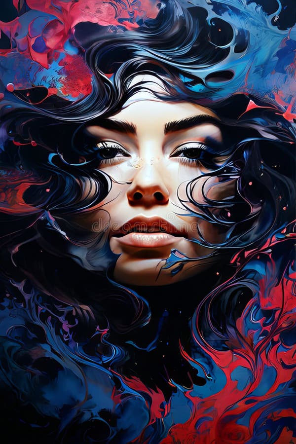 Enigmatic Portrayal of Woman with Expressive Features and Rich Color ...