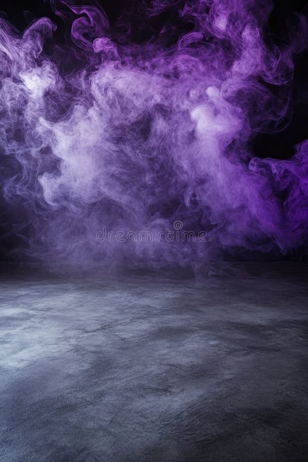 Enigmatic Purple Smoke Swirling Over Dark Surface Stock Illustration ...