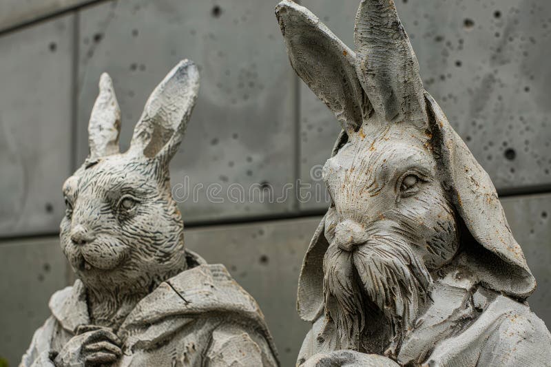 Enigmatic Rabbit Statues in Urban Setting Stock Photo - Image of ...