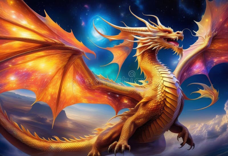 The Enigmatic Realm of the Celestial Dragon Stock Illustration ...