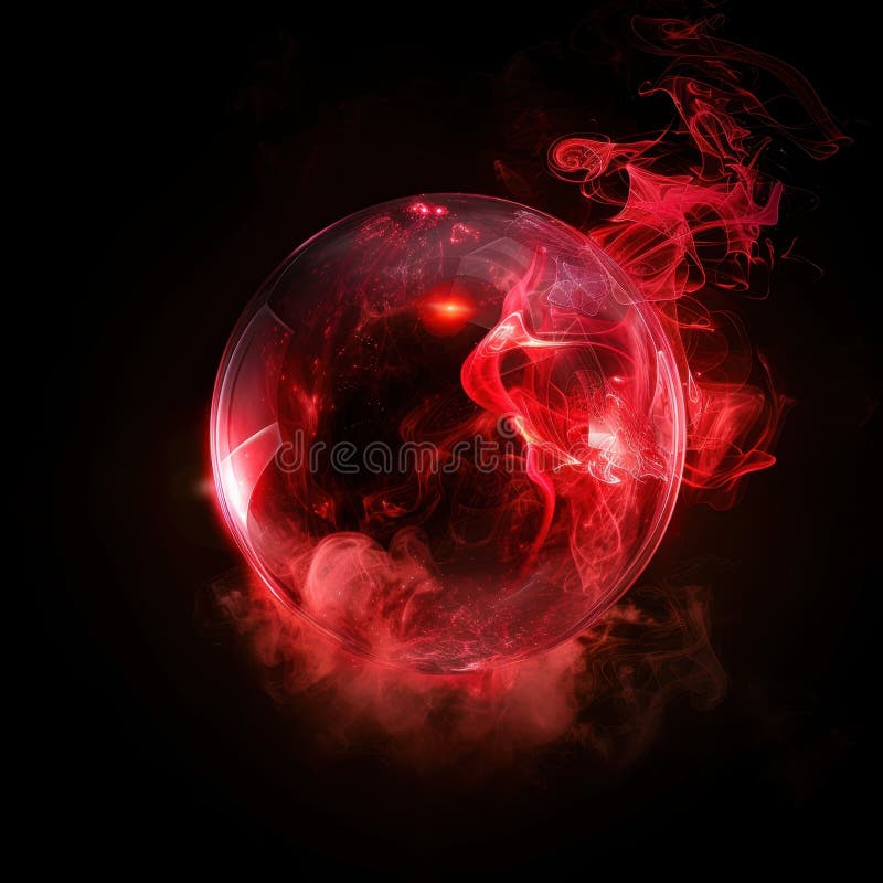 Enigmatic Red Smoke Sphere in Dark Abstract Art Design Stock ...