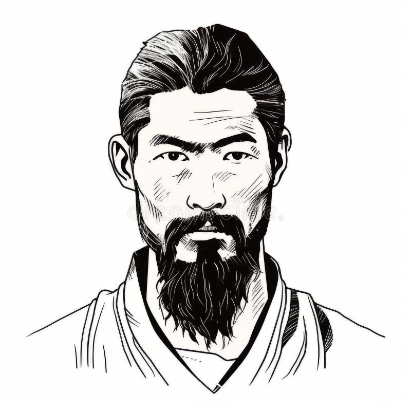 Japanese Zen Master Rosa with Beard and Contemplative Expression Stock ...