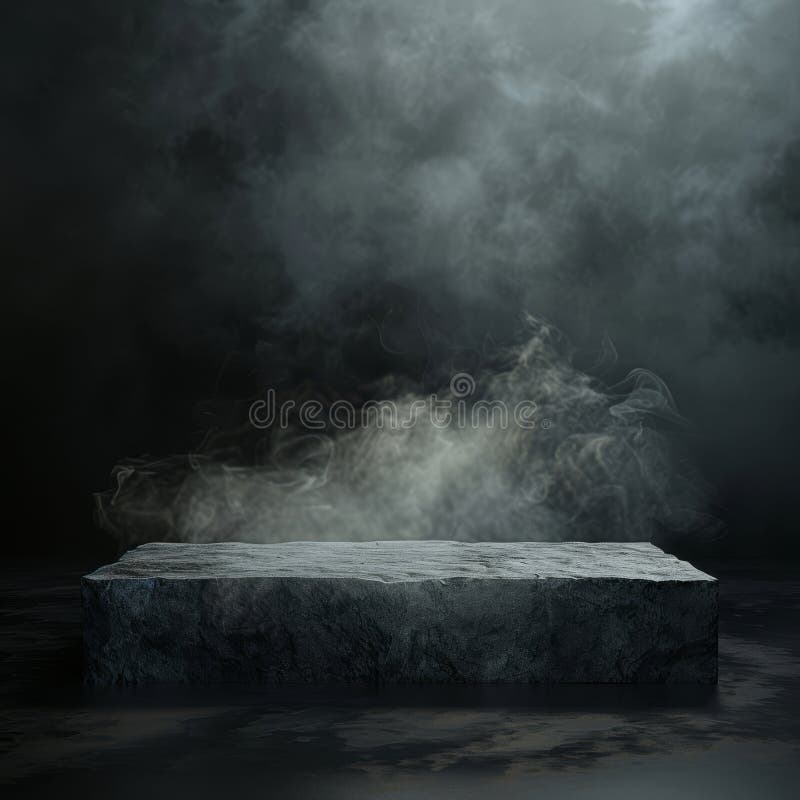 Enigmatic and Serene, the Stone Pedestal is Embraced by Swirling Mist ...