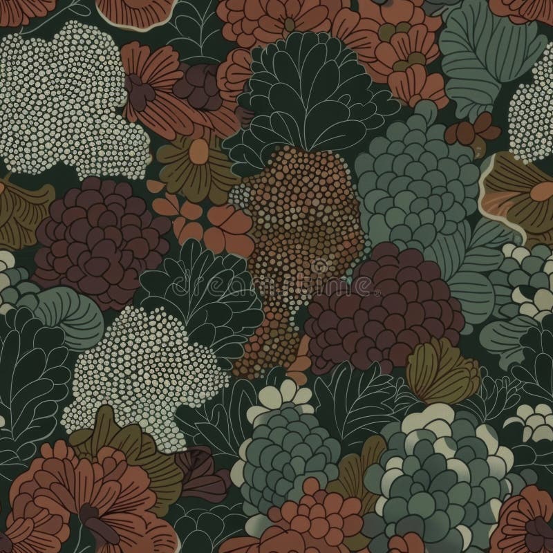 Enigmatic Silhouette Amid a Floral Pattern Camouflage Stock Image ...