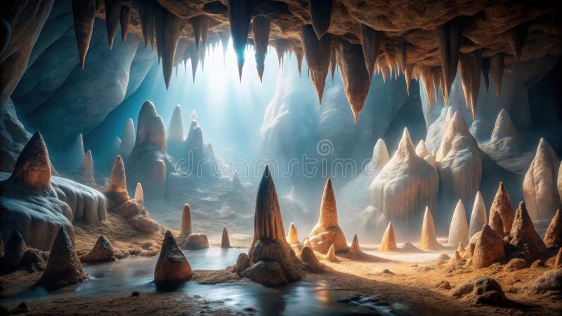 Enigmatic Subterranean Landscape a Mystical Cave S Interior with ...