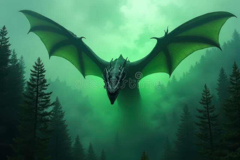Enigmatic Toxic Dragon in a Mystical Forest Stock Illustration ...
