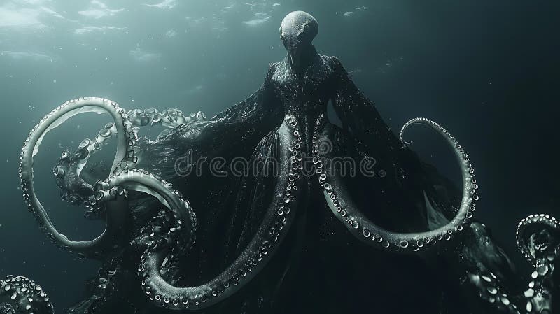 Enigmatic Underwater Being a Dark Ethereal Entity with Flowing ...