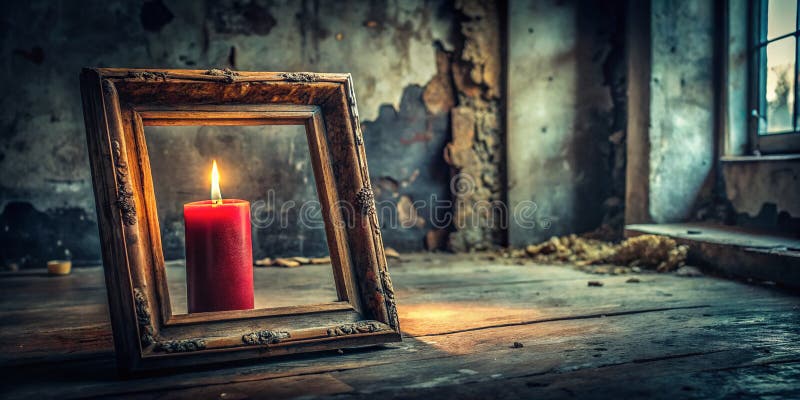 Enigmatic Urban Exploration Abandoned Building Red Candle and Empty ...