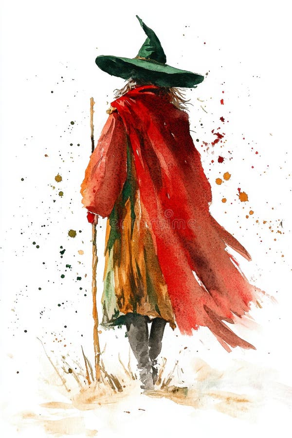 Enigmatic Wandering Wizard in Vibrant Autumn Cloak Design for Creative ...