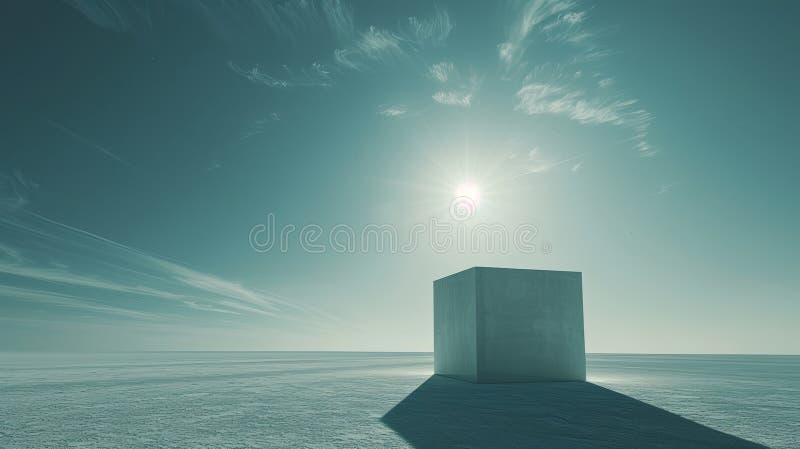 The Enigmatic White Cube in the Desert Stock Photo - Image of geometric ...