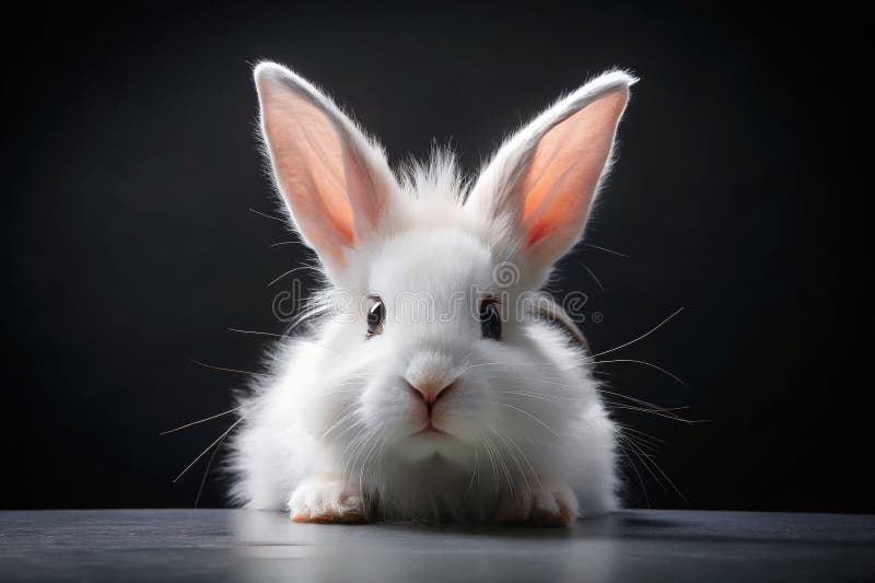 Enigmatic White Rabbit Peeking Over a Dark Background a Panoramic ...