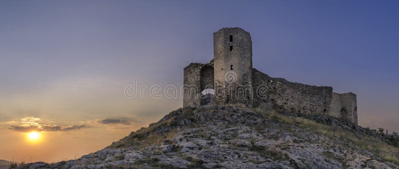 Enisala citadel sunset stock image. Image of d5100, history - 66180093