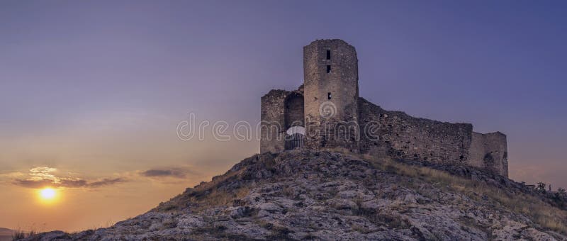 Enisala citadel sunset stock photo. Image of citadel - 66180202