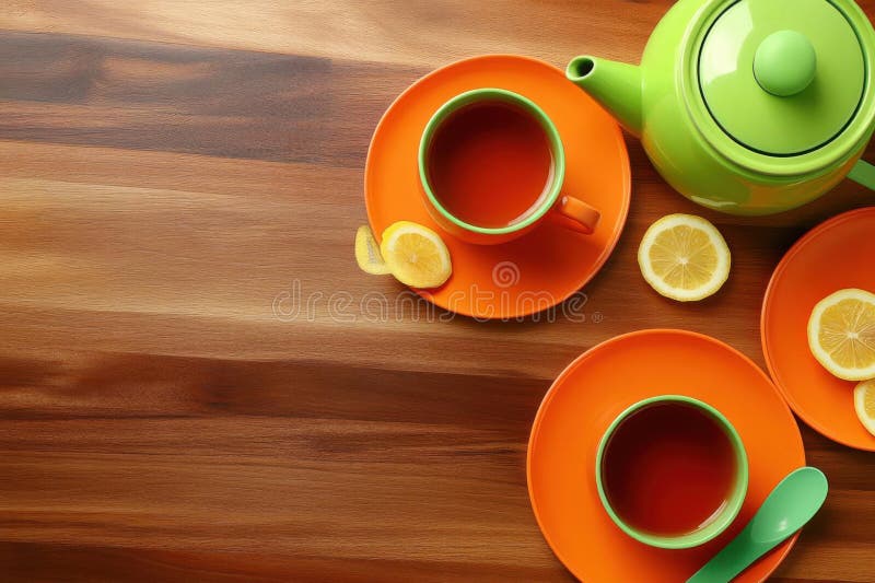 Enjoy Afternoon with Herbal Drink, Served Lemon Slices and Refreshing ...