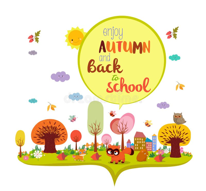 Enjoy Autumn and Back To School. Autumn Banner Background Stock ...