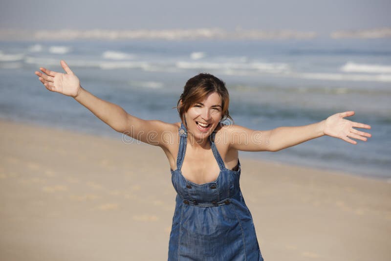 Enjoy the beach stock photo. Image of arms, beauty, friendly - 19612934