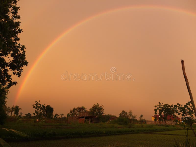 Enjoy a Beautiful Rainbow after Raining Stock Photo - Image of enjoy ...