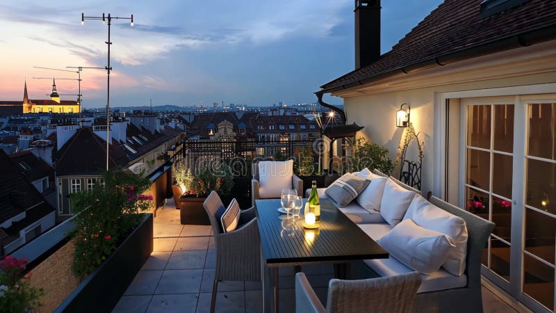 Enjoy a Charming Dining Setup on a Vienna Rooftop with Gorgeous Sunset ...