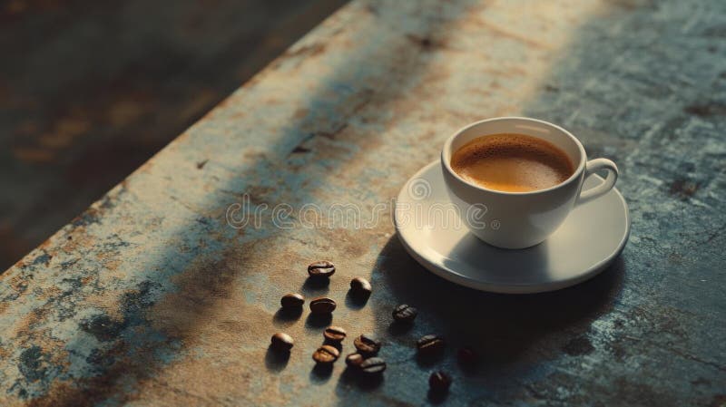 Enjoy Coffee with Beans Still Life and Table Top Texture Concept Theme ...