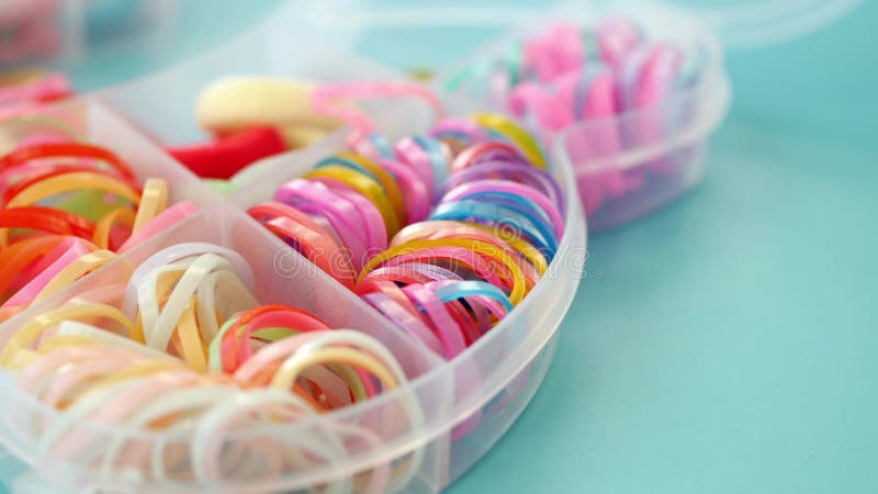 Creative Crafting with Colorful Plastic Bands for Fun Projects Stock ...