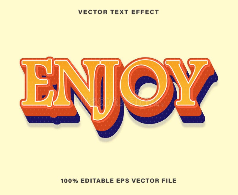 Enjoy 3D Text Effect Editable Text Eps Stock Vector - Illustration of words, holiday: 348942480