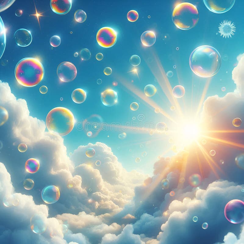 Sunny Day Serenity: Air Bubbles in the Clouds, Generative AI. Stock ...