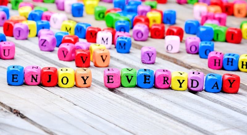 Enjoy Everyday Words on Table Stock Image - Image of happiness, life ...