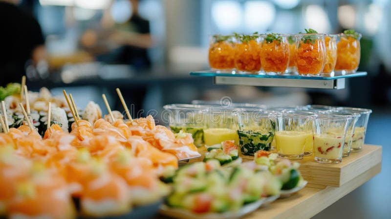 Enjoy Gourmet Delights at Buffet with Salmon and Shots for Culinary ...