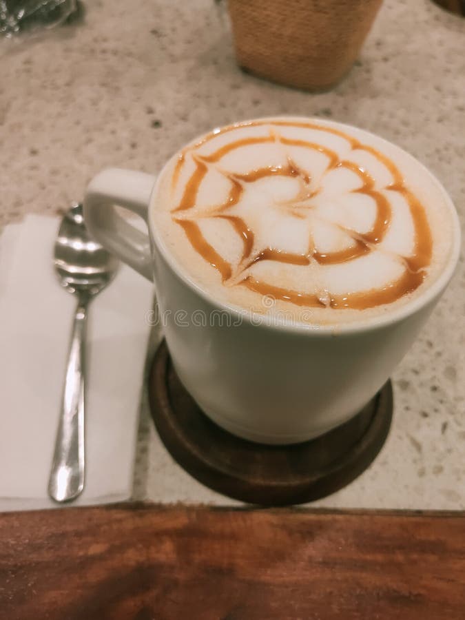 Enjoy Morning Caramel Latte Coffee Stock Photo - Image of latte, drink ...