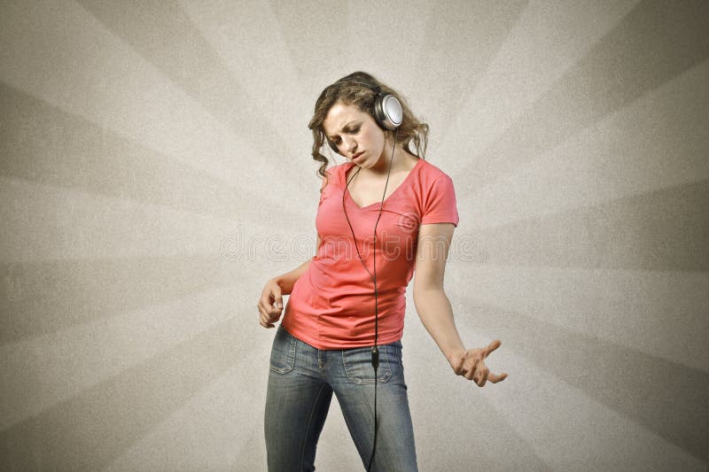 Enjoy music stock image. Image of earphones, stereo, girl - 23085823