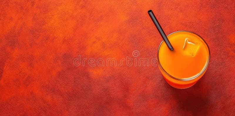 Enjoy Orange Juice with Ice and Simple Orange Background Concepts Stock ...