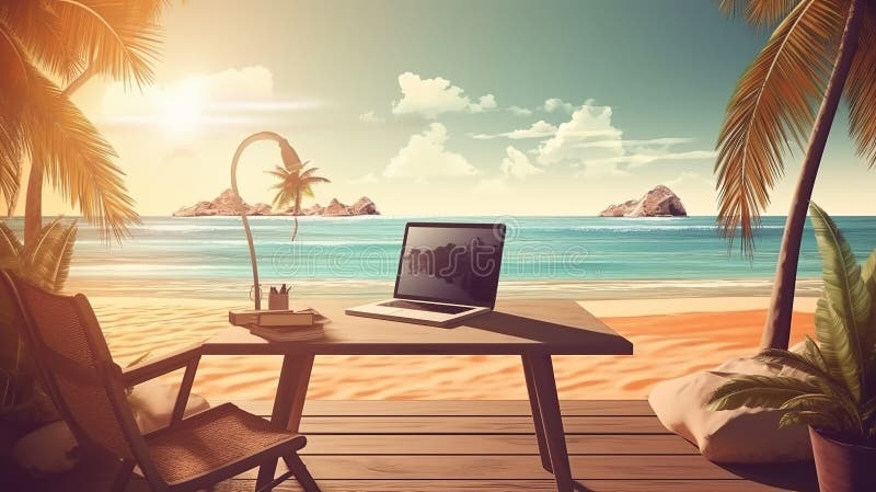 Enjoy Remote Work Dream. Successful Freelancer Background. Business ...