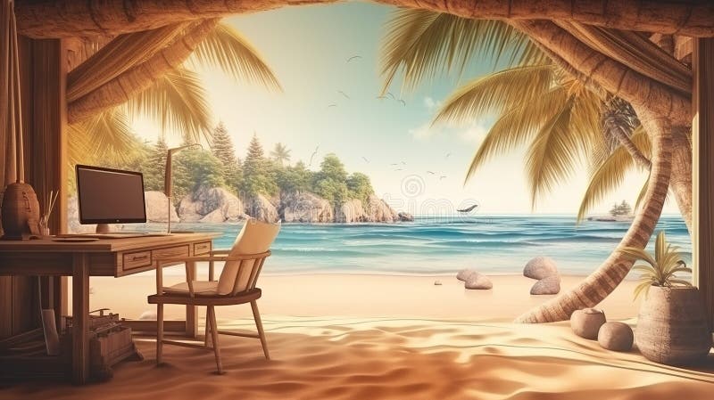 Enjoy Remote Work Dream. Successful Freelancer Background. Business ...