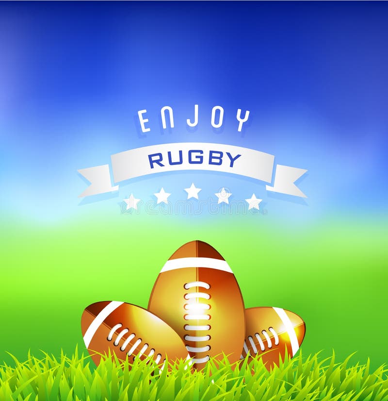 Rugby balls on green field stock vector. Illustration of game - 40655101