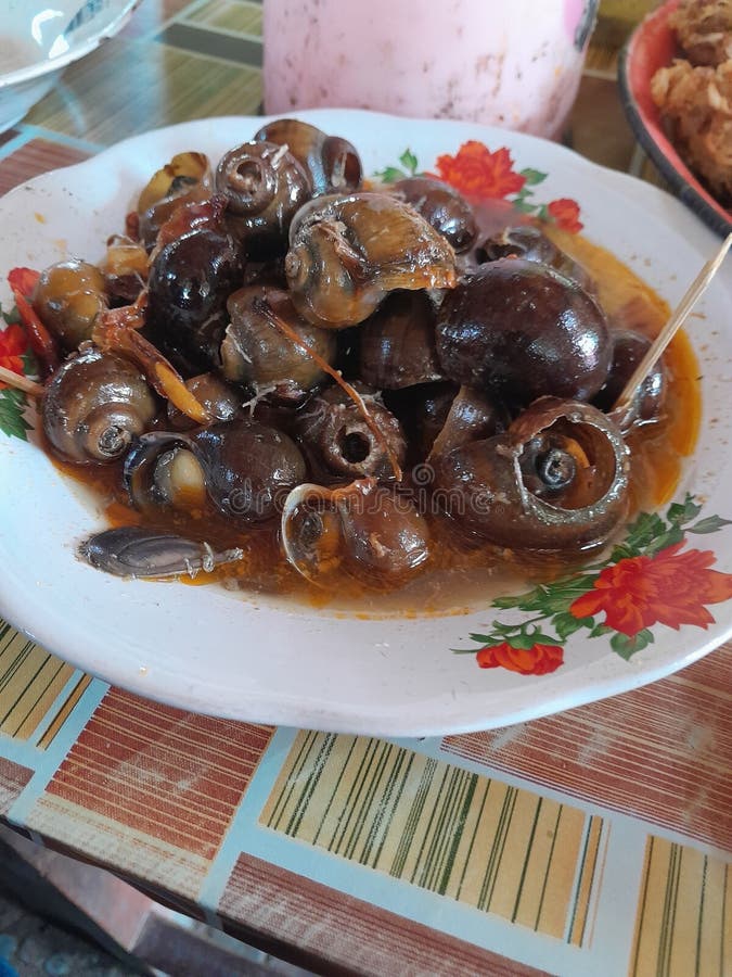 Enjoy the Snail Indonesian Food at the Middle of the Day Stock Photo ...