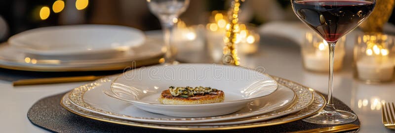 Luxurious Dining Experience Featuring a Gourmet Dish with Elegant Table ...
