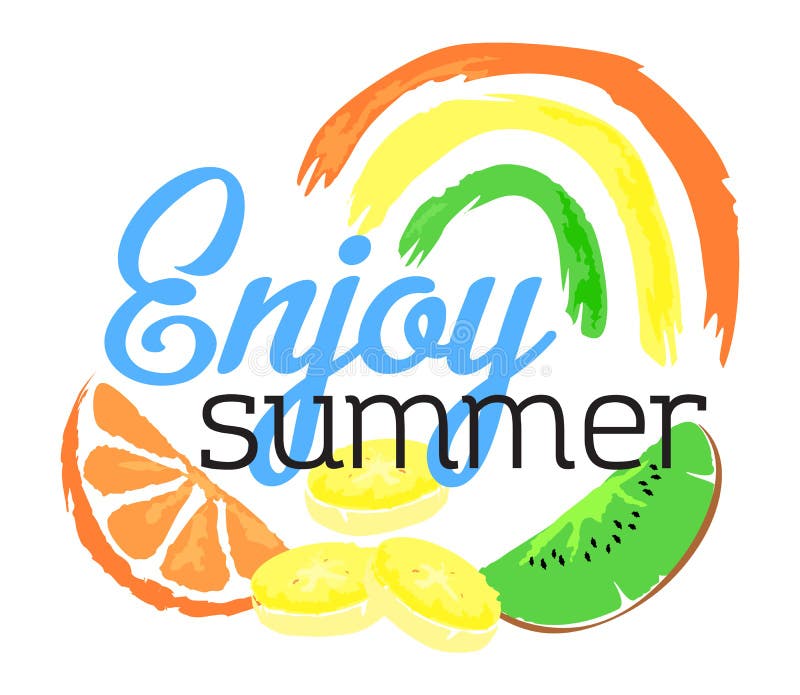 Enjoy Summer Fruit Sticker in Watercolor Style Stock Vector ...