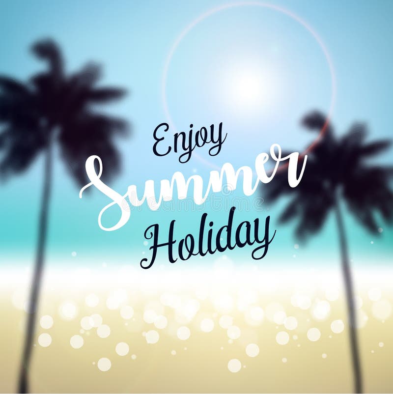 Enjoy Summer Holidays Banner Design with a Wooden Sign for Text and ...