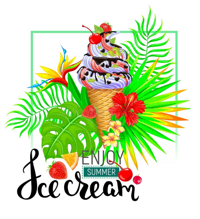 Enjoy Summer Ice Cream Bright Composition Stock Vector - Illustration ...