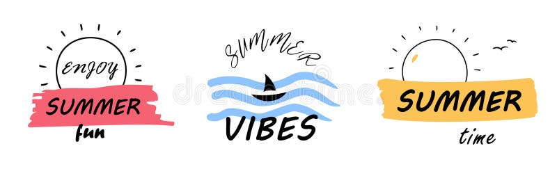 Enjoy Summer Time Banner Collection. Vector Illustration Stock Vector - Illustration of summer ...